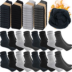 Jecery 60 Pairs Thermal Winter Socks Warm Socks for Men and Women Bulk Winter Socks Cold Weather Boot Sock Bulk Pack Donation Charity Care Bundle Warm Gift (Dark Colors)