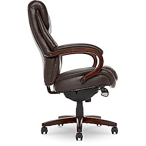 La-Z-Boy Bellamy Bonded Leather Executive Office Chair with Memory Foam Cushions, Brown