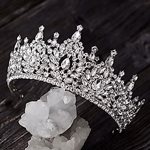 SWEETV Tiaras and Crowns for Women, Crystal Princess Crown, Wedding Tiara for Bride, Silver Rhinestone Headdress for Birthday Prom Party Homecoming, for Ages 15+