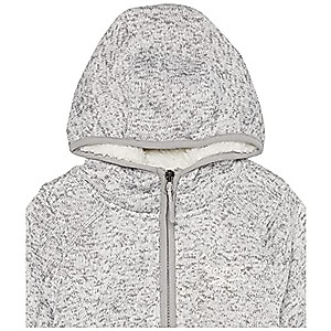 Reebok Girls' Sherpa Lined Sweater Fleece Jacket, Heather Grey, 6X