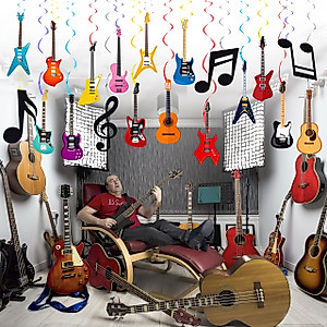 20PCS Guitar Party Hanging Swirls Decorations for Guitar Theme Birthday Party Hanging Booth Props Musical Instrument Hanging Swirls for Music Note Baby Shower Supplies
