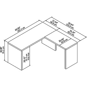 Bush Business Furniture Echo L Shaped Desk, Pure White