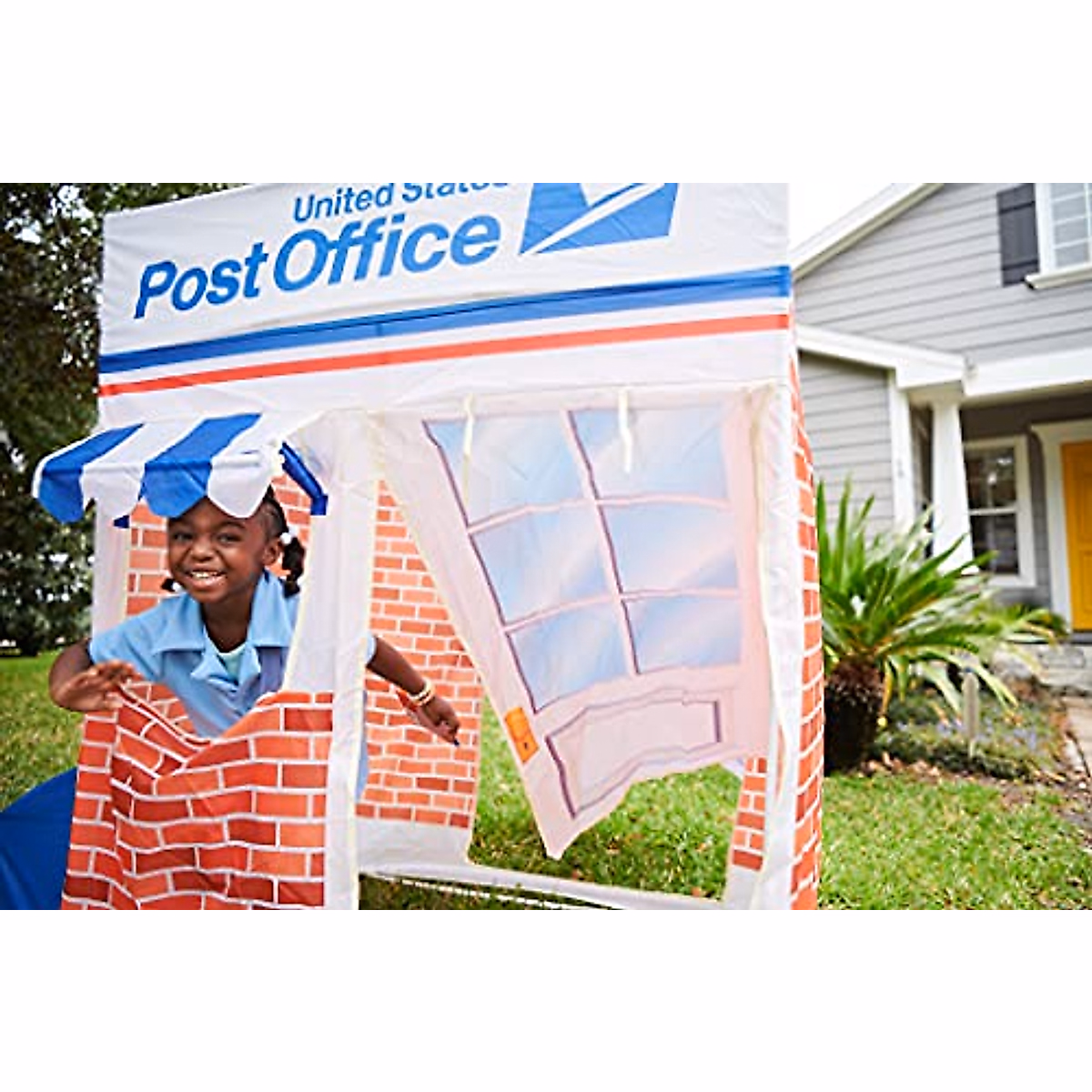 Kid Trax USPS Play Tent for Kids, Tent House for Kids, Large Front and Rear Openings, Mail Collection Box, Includes Carrying Case, Mail Truck or Carrier Accessory, Kids Play House, Post Office Toys