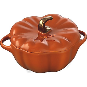 STAUB 0.5-qt Petite Ceramic, Oven & Stove Safe up to 572°F, Pumpkin Dish, Baking , Candy Dish, Burnt Orange