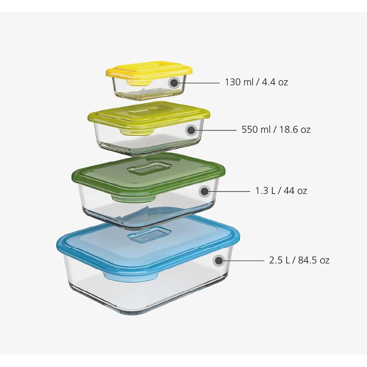 Joseph Joseph Nest Glass Storage Dishes - Multi-Colour, Set of 4