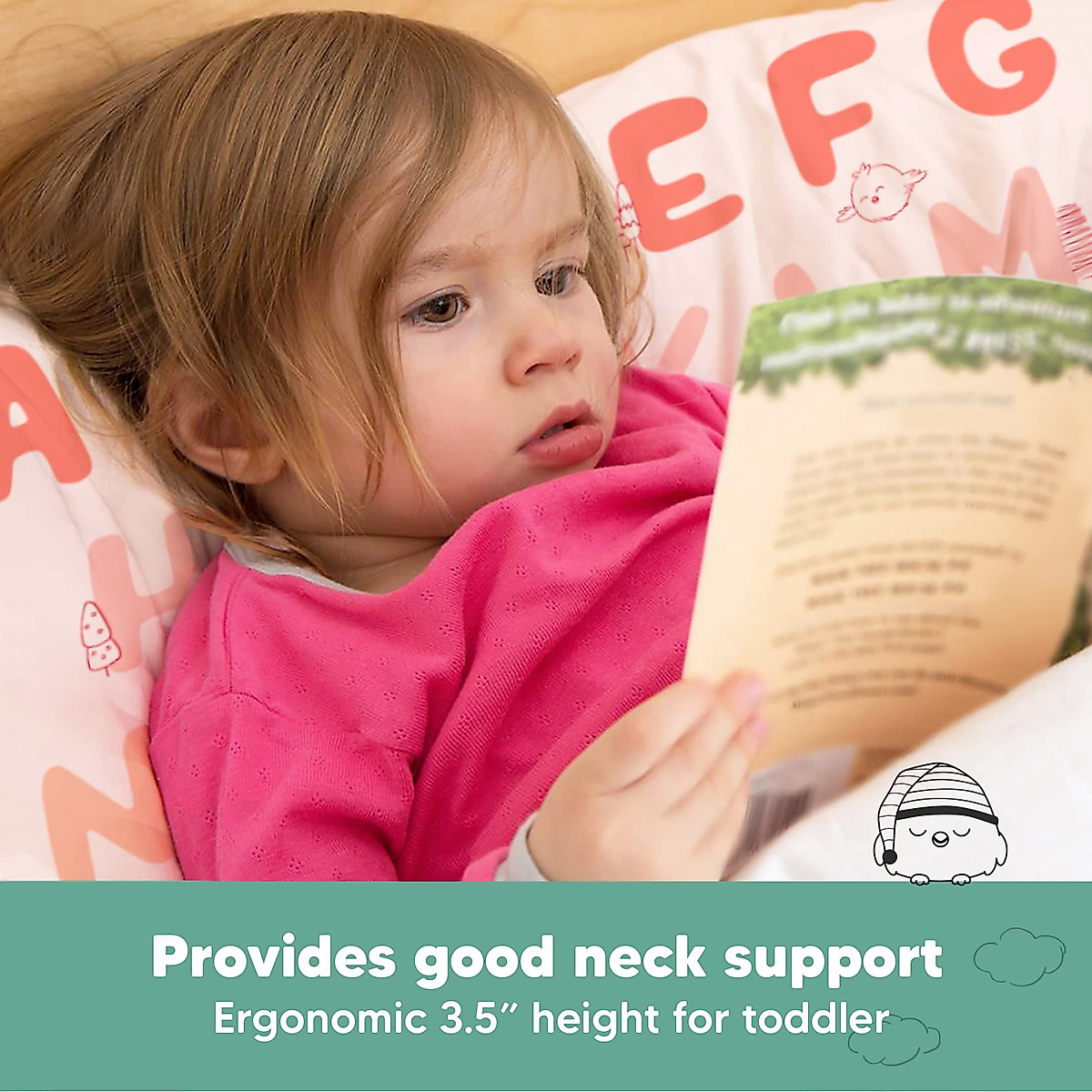 KeaBabies Toddler Pillow with Pillowcase - 13x18 My Little Dreamy Pillow - Organic Cotton Toddler Pillows for Sleeping, Kids Pillow, Travel Pillows for Sleeping, Mini Pillow, Toddler Bed Pillows