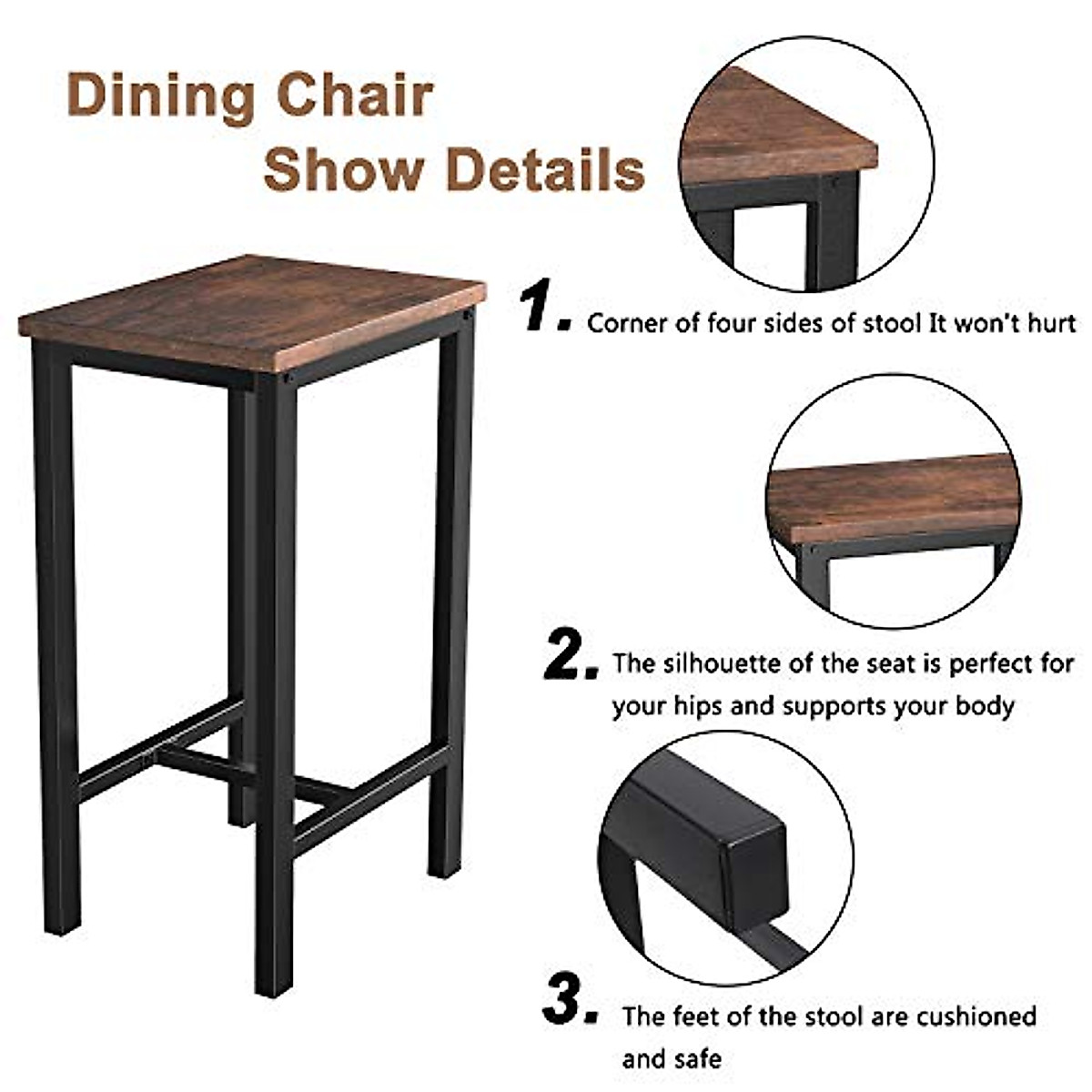 Recaceik Bar Table Set, 5 Pcs Dining Table Set, Modern Kitchen Table and Chairs for 4, Pub Table Set Farmhouse Counter Height Wood Top for Breakfast Living Room Small Space