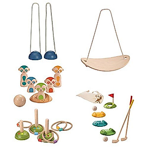 Amazon Basics Gross Motor Case Pack, Mini Golf, Walking Cups, Balance Board, Meadow Ring Toss, Meerkat Bowling