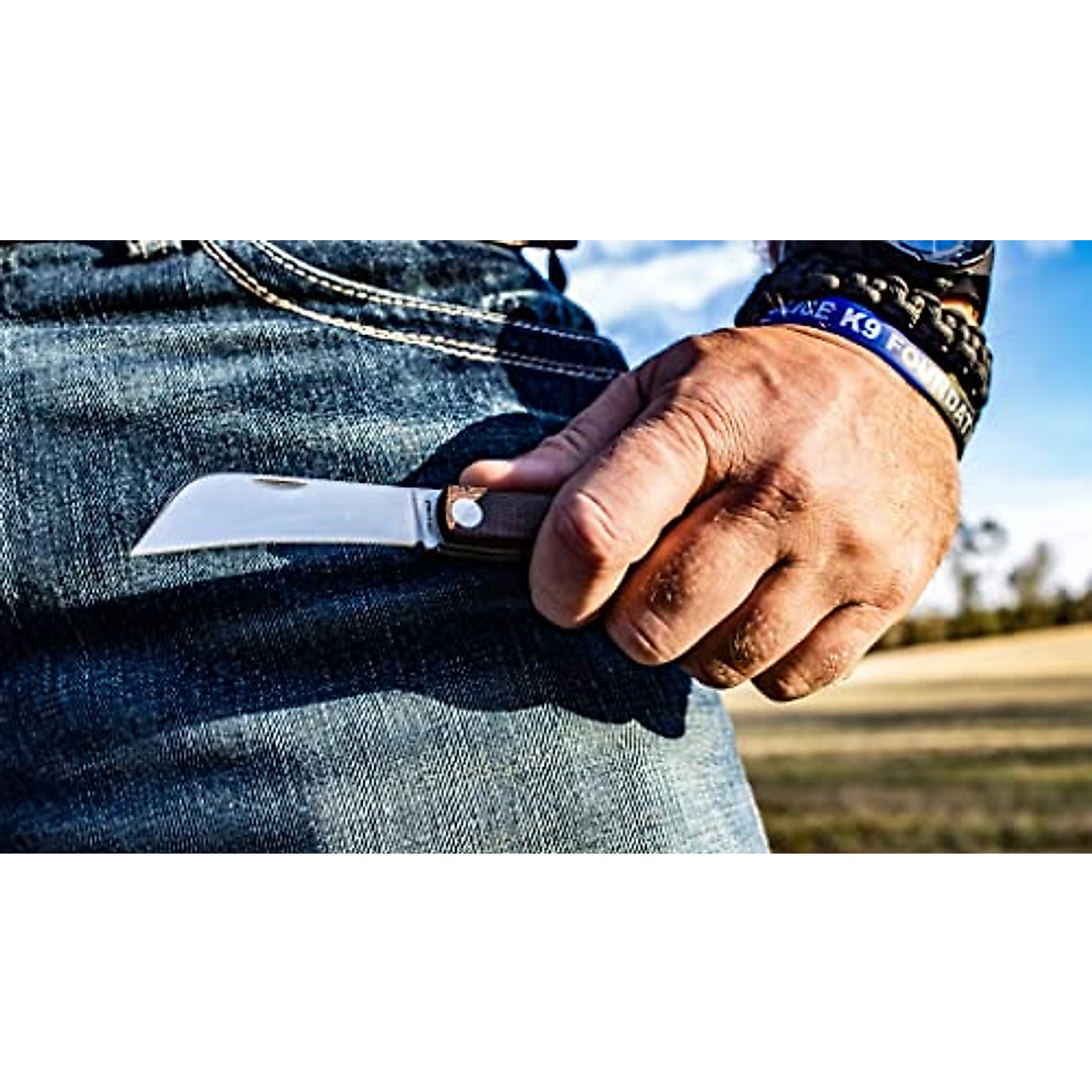 BATTLBOX Lord & Field The Farm-Hand Knife - 2.75" Blade Folding Pocket Knife - Denim Micarta Scales - Every-Day-Carry Tool Bushcraft