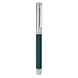 Hongdian 1843 Navigator Fountain Pen Fine Nib Solid Metal, Green Ripple Pattern with Refillable Converter and Metal Pen Case