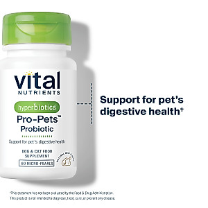 Vital Nutrients Hyperbiotics Pro-Pets Probiotic | Probiotic Support for Pets’ Digestive & Immune Health | Tasty Meat Flavor | Non-GMO | Gluten, Dairy Free | 60 Micro Tablets