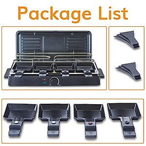 M Minca 1500 Watt Electric Raclette Grill, Korean BBQ Grill, Table Portable 2 in 1 Indoor & Cheese Raclette, Removable Hot Plate, Adjustable Thermostat, with 8 x Mini Cheese Pans & Spatulas