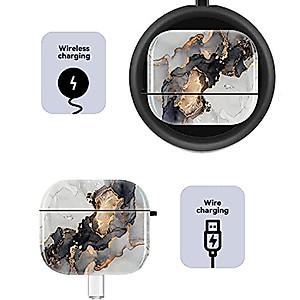 AirPods 3 Case Cover Graceful Marble Hard Protective Case Shockproof Cover with Keychain Compatible with Apple AirPods Charging Case 3 TPU Case for Airpods 3