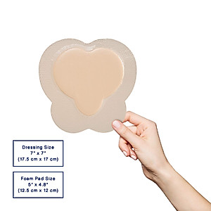 Bordered Silver Silicone Ag Sterile Highly Absorbent Antibacterial Dressing, Sacral, Sacrum 7"x 7" (4.9"x 4.7" Pad), 5 dressings, MedHeal by MedvanceTM/Box