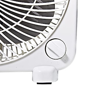 Comfort Zone CZ9BWT Portable 9" 3-Speed Quiet Box Fan for Home, White