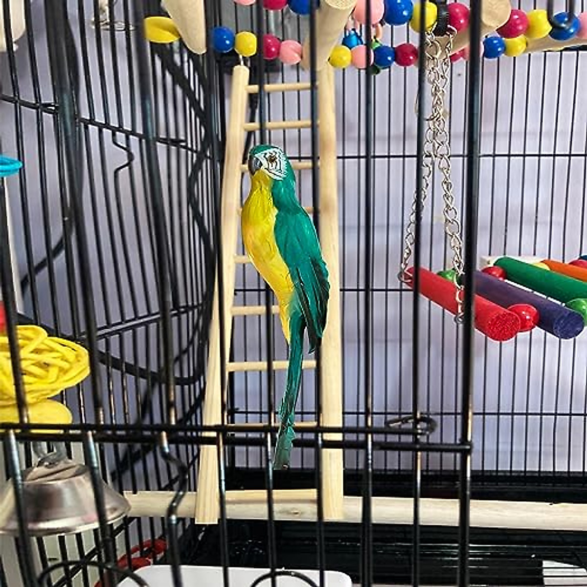 2pcs Birdie Basics Wooden Ladder for Bird Cage Climbing Ladder Toy for Parakeets Parrots Cockatoo (7 Step & 8 Step)