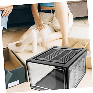 EXQUIMEUBLE 2pcs Boxes Foldable Shoe Box Sneakers Shoe Stand Shoes Shoe Containers Shoe Rack Organizer Shoe Rack for Closet Shoe Boxes with Lids Shoe Storage Clamshell Plastic Large Showcase