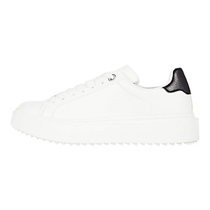 Steve Madden Women's Catcher Sneaker, White Black, 7