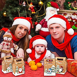 Vellibring 24PCS Christmas Kraft Candy Boxes,Christmas Kraft Paper Cookies Candy Treat Boxes Bags for Christmas Gift Wrapping Boxes Xmas Party Supplies Decorations