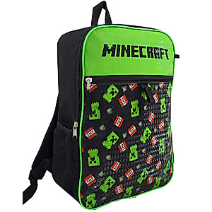 Minecraft Creeper Backpack TNT 5 Piece Set Lunch Box Pencil Case Bottle One Size
