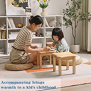 Aibiju Toddler Step Stool, Mini Table Desktop Shelf, Wooden Stool 11.5 * 11.5 * 10.6inch, Natural Wood Kitchen Step Stool, Small Short Stool for Kids and Adults, Natural Wood Color JPRF-1352