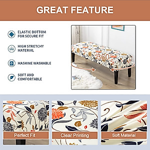 Eco-Ancheng Chair Cover Dining Bench Cover Removable Bench Slipcover Dining Chair Covers Stretch Bench Seat Furniture Protector Dining Chair Slipcovers for Living Room and Kitchen