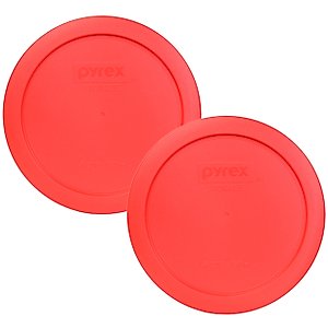 Pyrex Bundle - 2 Items: 7201-PC 4-Cup Red Plastic Food Storage Lids
