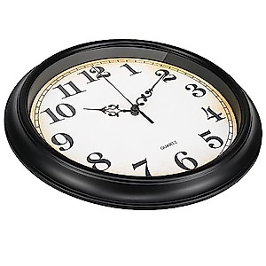 Yoiolclc Wall Clock Silent Non-Ticking Retro Wall Clocks Classic Battery Operated for Kitchen, Bedroom, Classroom Decor (12 Inch, Black)