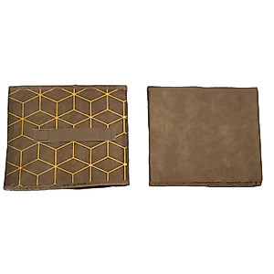 LLGT Set of 2 Fabric Collapsible Storage Cubes 9x9x8 Inch Gray and Gold for Dorm Rooms Homes Cars