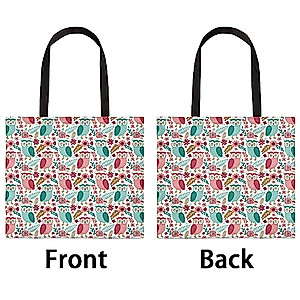 Mularoka Cute Owls Berries Leaves Square Canvas Bag Top Handle Purses Stylish Women Canvas Shoulder Tote Bags Reusable Handbags for Work Travel Picnic Beach Shopping Gym Hiking
