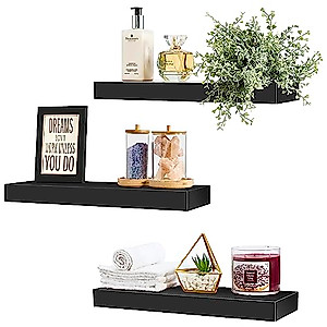 Sorbus Floating Shelves Bundle - Set of 5 Wall Shelves - 2 Square Tile Shelves & 3 Flat Floating Shelves - Hanging Wall Shelves for Home Decor