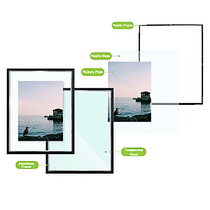 Golden State Art, 11x14 Floating Frame, Black Aluminum Picture Frame, Clear Glass Displays Any Size Photo up to 11 by 14, for Wall or Table Top Decoration