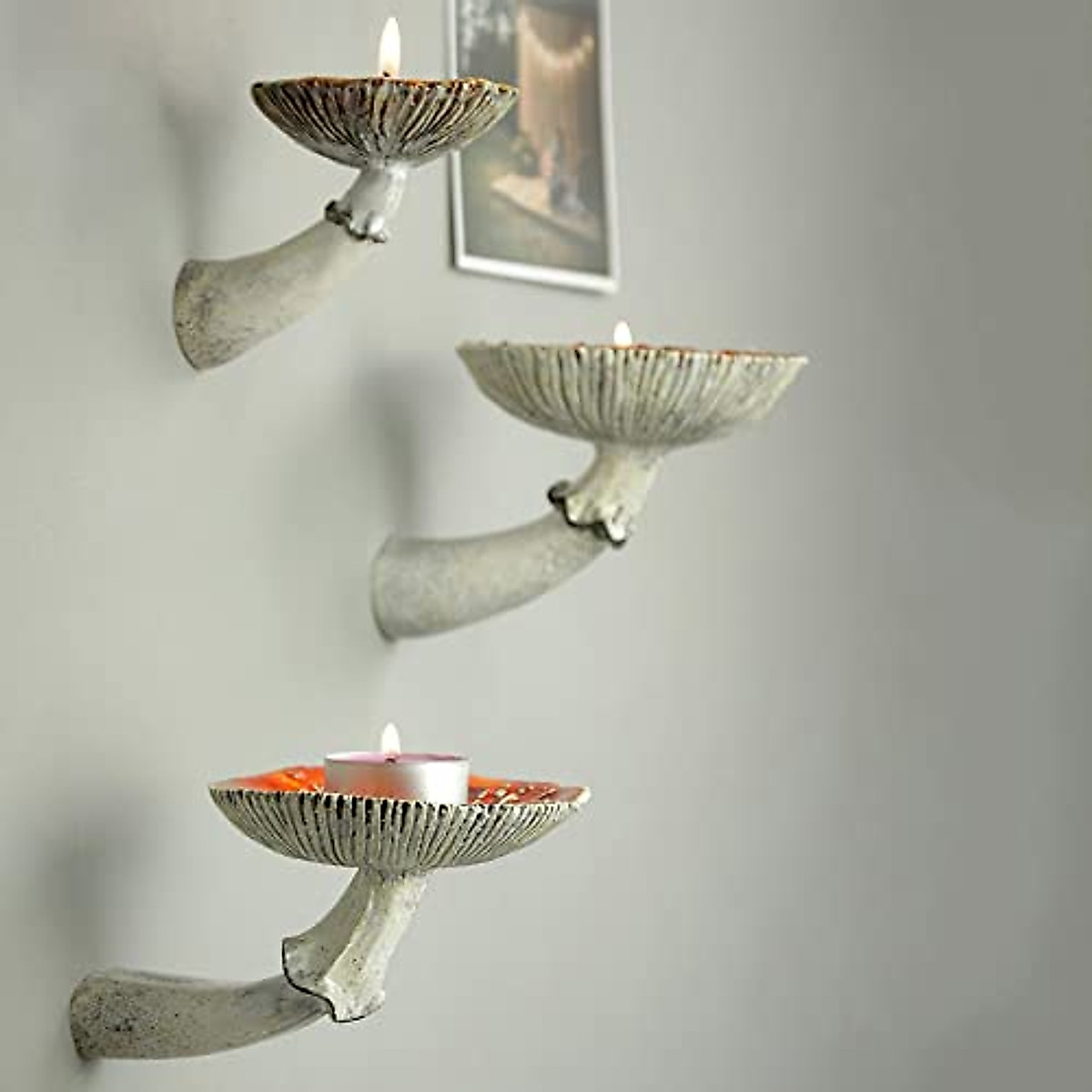 XHONG Mushroom Hanging Shelf Decor, Wall Floating Shelf Frame Amanita Shaped, Wall Hanging Storage Rack Wall Storage Shelves for Bedroom Living Room Wall Decoration-S+M+L