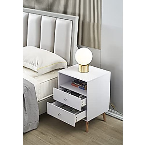 OBRICOL Night Stand,Charging Station Side Table, Functional End Table for Bedroom,Living Room (White)
