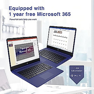 HP 2022 Stream 14" HD BrightView Laptop, Intel Celeron N4000, 4GB RAM, 64GB SSD, Intel HD Graphics, 720p Webcam, 1 Year Office 365, Blue, Win 11 S, 128GB Snowbell USB Card