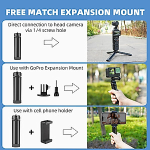 HeiyRC Mini Vlog Tripod for DJI Pocket 3 OM 4 5 Osmo Mobile 2 3, for GoPro 13 Max Hero, for Insta360 X3 X4 X2, ZHIYUN Smooth Hohem Feiyu Stabilizer DSLR Camera Desktop Tabletop Stand Grip Accessories