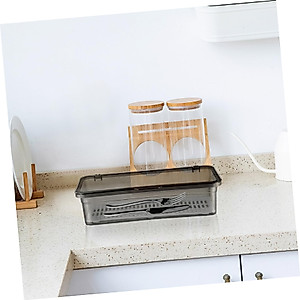 DOITOOL Drawer Organizer With Lid And Drainer Chopsticks Drain Storage Box Flatware Tray with Lid Chopsticks Storage Holder for Chopsticks Fork Flatware Tableware Dust- proof Dinnerware Holder