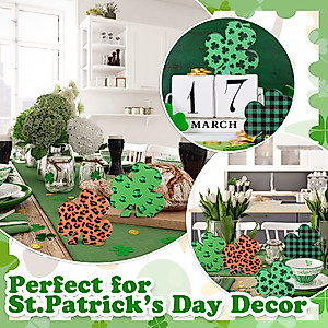 4 Pieces St Patricks Day Table Wooden Signs Shamrock Wooden Signs St. Patrick Table Decorations Irish Lucky Table Centerpiece for Home Fireplace Tiered Tray Decor (Cool Style)