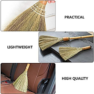 Mini Straw Broom 2pcs Grass Broom Short Handle Cleaning Broom Dust Removal Broom Countertop Cleaning Sweeping Broom Duster for Home Whisk Hand Broom
