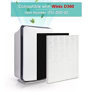 TOMORAL D360 Filter Replacement for Winix Air Purifier D360, Includes 2 True HEPA (H13) Filters and 8 Activated Carbon Pre-filters, Replaces for Winix D3 filter - 1712-0101-02