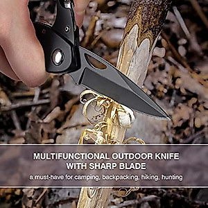 FUNBRO Multitool Carabiner with Pocket Knife, EDC Carabiners Keychain with Folding Knives, Bottle Opener, Window Breaker and Screwdriver for Men, Survival Gear for Outdoor Camping Hiking