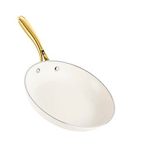GOTHAM STEEL 12 Inch Nonstick Frying Pan, Diamond-Reinforced Ceramic, Dishwasher Safe, Cream White, PFOA Free