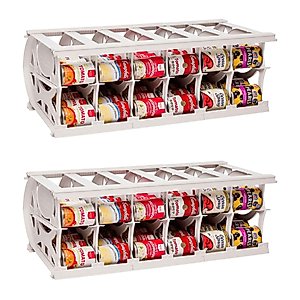 Shelf Reliance Cansolidator 60 Cans, Stackable Adjustable Can Pantry Organizer, Rotating Canned Food & Soda Storage Kitchen Organizer, USA Made,2 Pack
