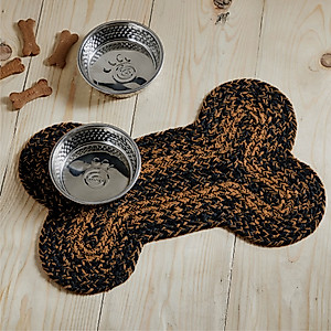 VHC Brands Black & Tan Bone Shape Indoor-Outdoor Rug, Recycled Polyester, Small, Black, 11.5x17.5