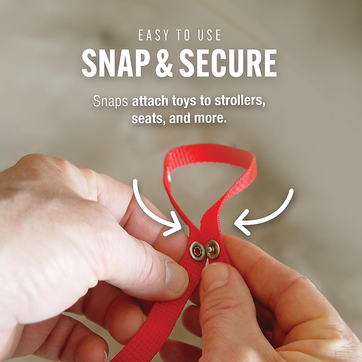 Baby Buddy Secure-a-Toy, Adjustable Pacifier and Teether Strap for Stroller, Highchair, and Car Seat, Pink Gray, 2 pack