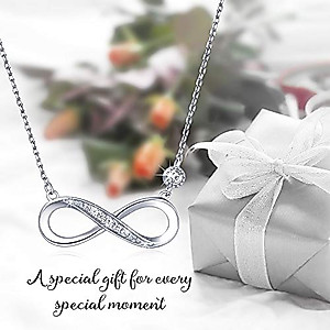 Billie Bijoux 925 Sterling Silver Necklace Forever Love” Infinity Heart Love Pendant White Gold Plated Diamond Women Necklace Gift for Mother's Day (A-silver)