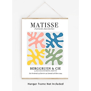 Matisse-Inspired No.10 Exhibition Wall Art Print. 11x14 UNFRAMED. Abstract, Minimalist Modern Wall Decor. Cut-Out Botanical Shapes in Shades of Pastel Pink, Blue, Sage Green & Gold.