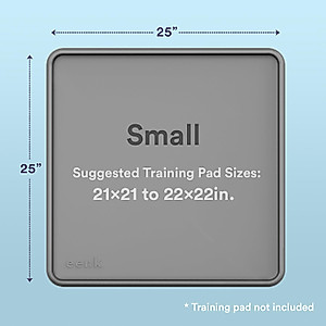 Pee Pad Tray Holder for Dogs - No Spill Raised Lip High Edge Silicone Mat, Extra Thick and Non-Slip for Indoor Floor Protection, Fits Up to 22 x 22 in. Square Potty Training Pads (Small, Gray) | eenk