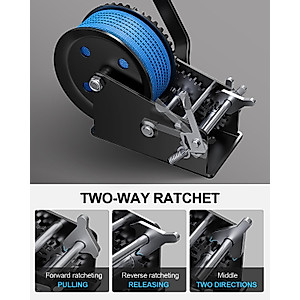 Kolvoii Boat Trailer Winch 3500lbs with 33ft(10M) Polyester Strap, Two Way Ratchet and Two Speed Switchable Hand Crank Winch for Boat Jet Ski Trailer Marine