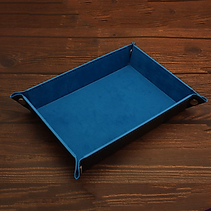 Socospace Valet Tray-leather and velvet,EDC Tray,Catchall Tray for Jewelry,Wallets,Watches,Key,Phones,Glasses, Perfect for Nightstand,Entryway Table,Desk,Key Tray,Home Decor（Blue）